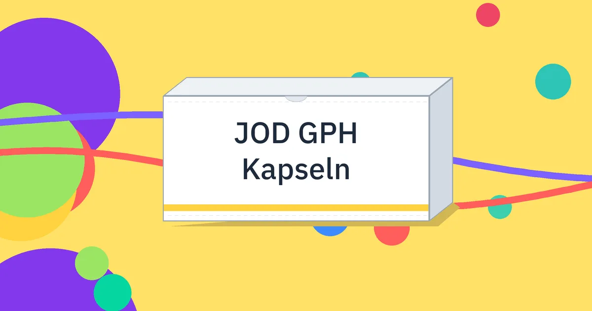 Symbolbild: Packung mit der Aufschrift JOD GPH Kapseln (PZN 07353003) – Verfügbarkeit und Bezug in Apotheken in Frankfurt am Main