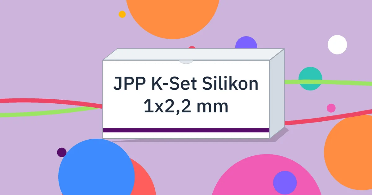 Symbolbild: Packung mit der Aufschrift JPP K-Set Silikon 1x2,2 mm (PZN 17588500) – Verfügbarkeit und Bezug in Apotheken in Frankfurt am Main