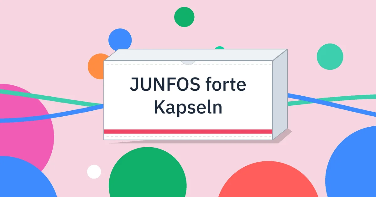Symbolbild: Packung mit der Aufschrift JUNFOS forte Kapseln (PZN 04929916) – Verfügbarkeit und Bezug in Apotheken in Frankfurt am Main