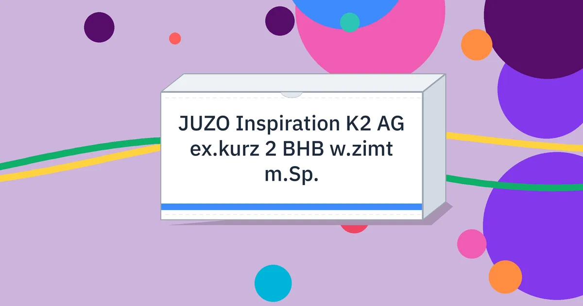 Symbolbild: Packung mit der Aufschrift JUZO Inspiration K2 AG ex.kurz 2 BHB w.zimt m.Sp. (PZN 14851150) – Verfügbarkeit und Bezug in Apotheken in Frankfurt am Main