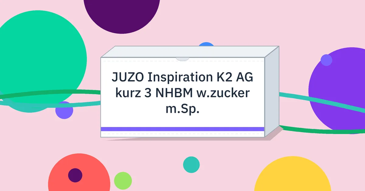 Symbolbild: Packung mit der Aufschrift JUZO Inspiration K2 AG kurz 3 NHBM w.zucker m.Sp. (PZN 14961140) – Verfügbarkeit und Bezug in Apotheken in Frankfurt am Main