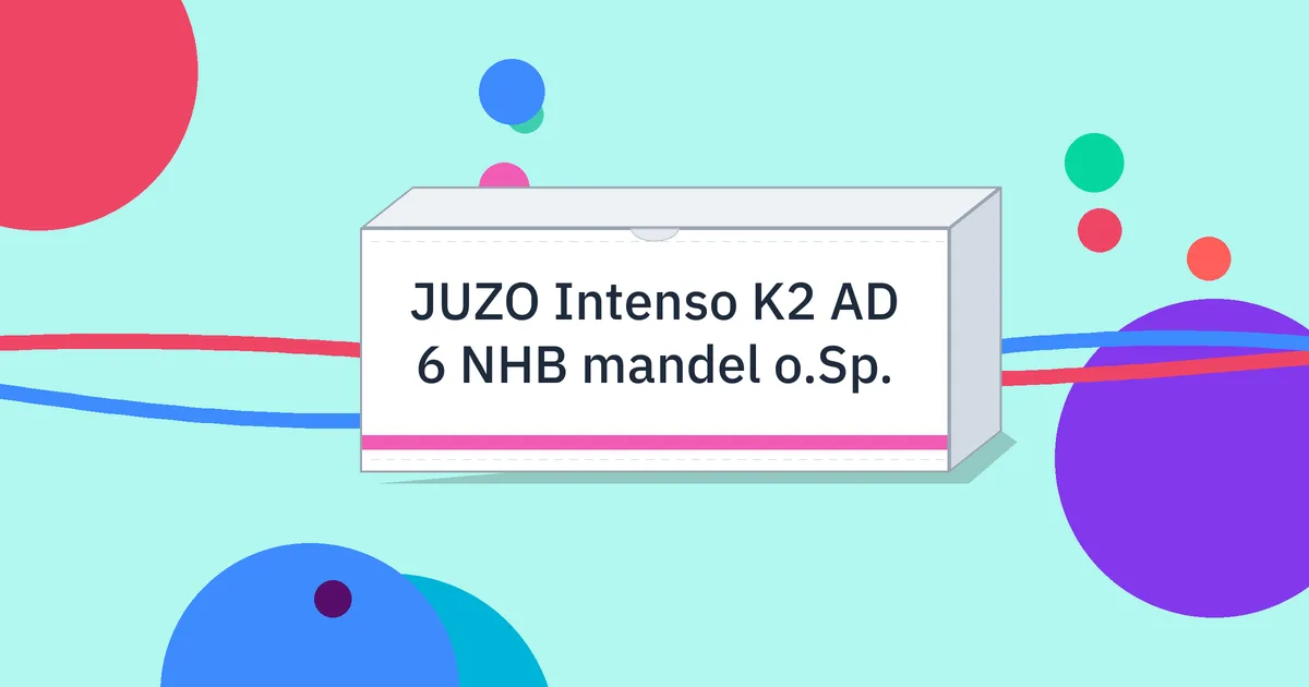 Symbolbild: Packung mit der Aufschrift JUZO Intenso K2 AD 6 NHB mandel o.Sp. (PZN 18620513) – Verfügbarkeit und Bezug in Apotheken in Frankfurt am Main