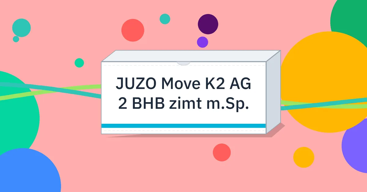 Symbolbild: Packung mit der Aufschrift JUZO Move K2 AG 2 BHB zimt m.Sp. (PZN 18524198) – Verfügbarkeit und Bezug in Apotheken in Frankfurt am Main