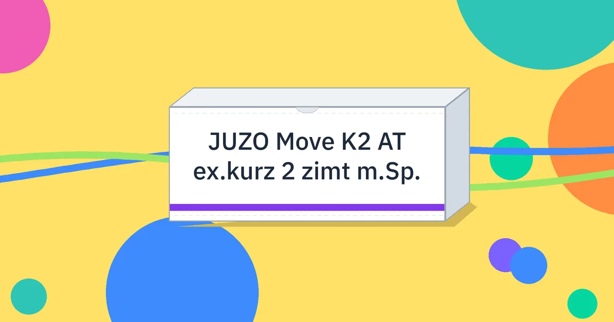 Symbolbild: Packung mit der Aufschrift JUZO Move K2 AT ex.kurz 2 zimt m.Sp. (PZN 20670659) – Verfügbarkeit und Bezug in Apotheken in Frankfurt am Main