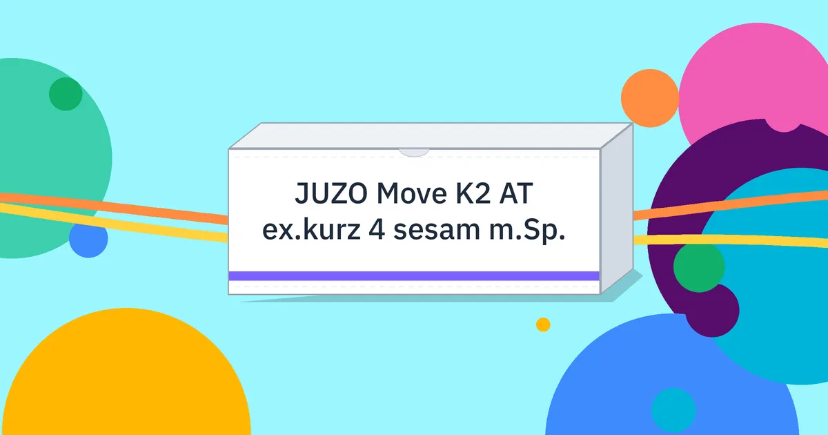 Symbolbild: Packung mit der Aufschrift JUZO Move K2 AT ex.kurz 4 sesam m.Sp. (PZN 20670760) – Verfügbarkeit und Bezug in Apotheken in Frankfurt am Main