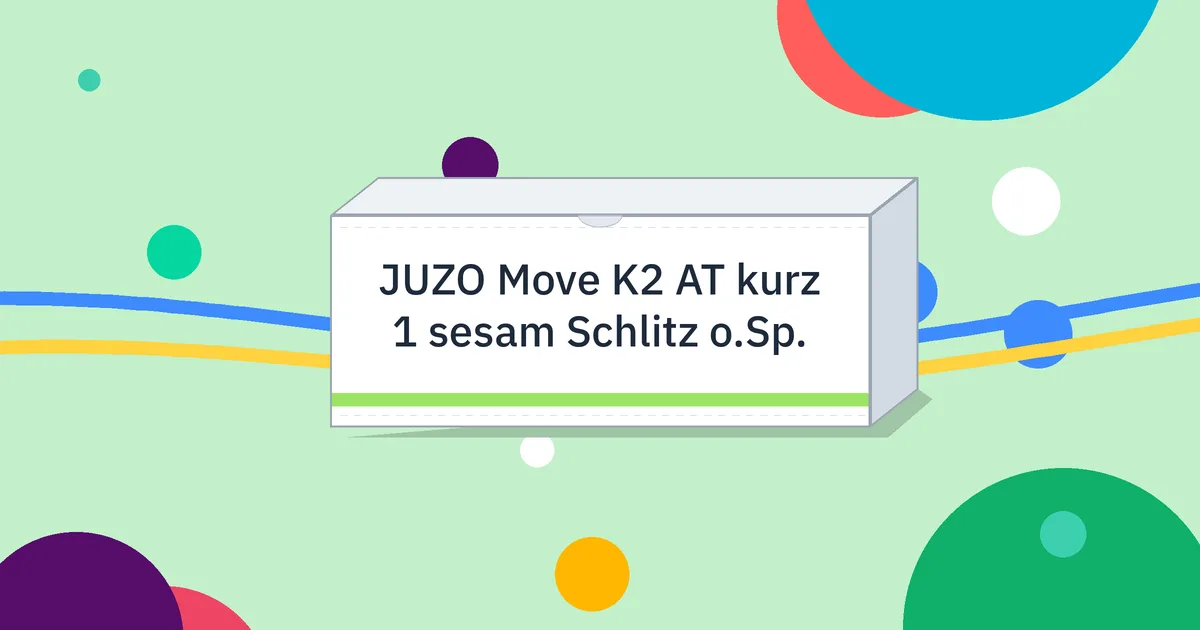 Symbolbild: Packung mit der Aufschrift JUZO Move K2 AT kurz 1 sesam Schlitz o.Sp. (PZN 20676403) – Verfügbarkeit und Bezug in Apotheken in Frankfurt am Main