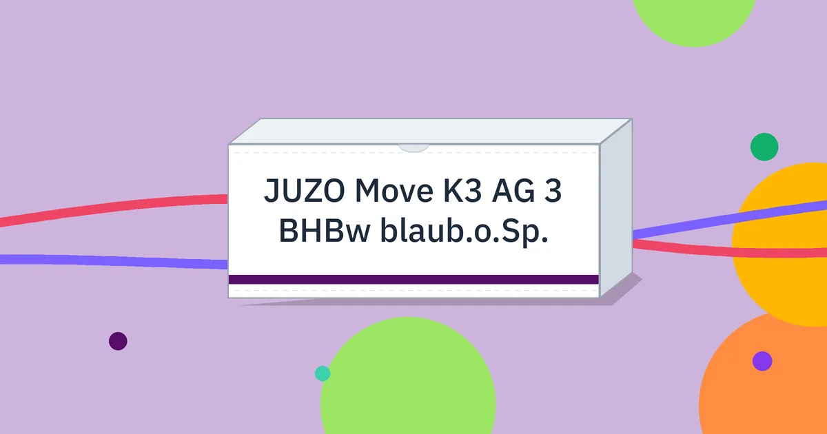 Symbolbild: Packung mit der Aufschrift JUZO Move K3 AG 3 BHBw blaub.o.Sp. (PZN 18589648) – Verfügbarkeit und Bezug in Apotheken in Frankfurt am Main