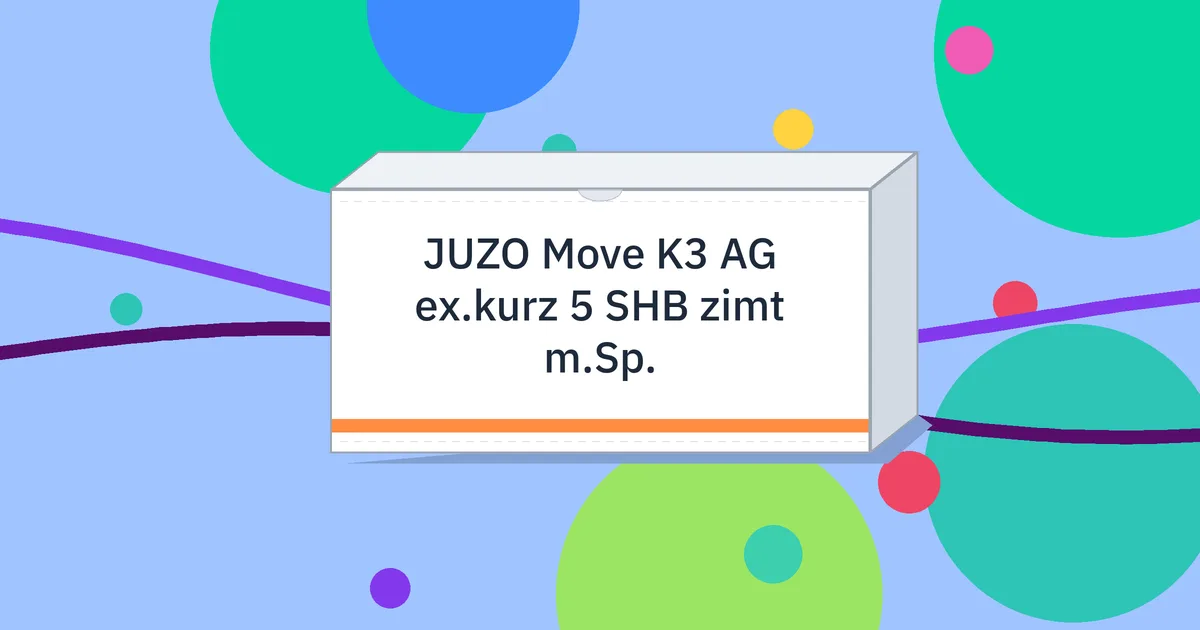 Symbolbild: Packung mit der Aufschrift JUZO Move K3 AG ex.kurz 5 SHB zimt m.Sp. (PZN 18583321) – Verfügbarkeit und Bezug in Apotheken in Frankfurt am Main