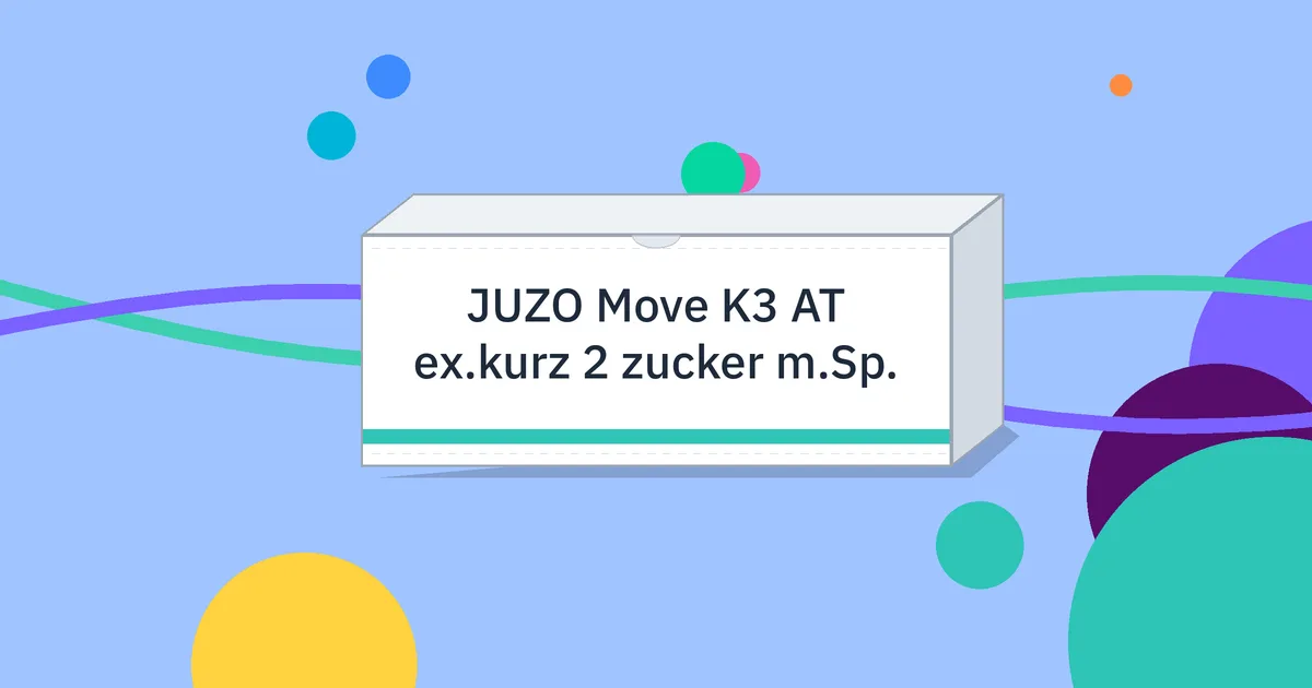Symbolbild: Packung mit der Aufschrift JUZO Move K3 AT ex.kurz 2 zucker m.Sp. (PZN 20679784) – Verfügbarkeit und Bezug in Apotheken in Frankfurt am Main