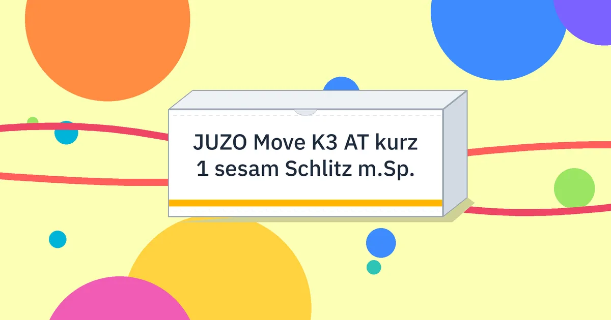 Symbolbild: Packung mit der Aufschrift JUZO Move K3 AT kurz 1 sesam Schlitz m.Sp. (PZN 20684124) – Verfügbarkeit und Bezug in Apotheken in Frankfurt am Main