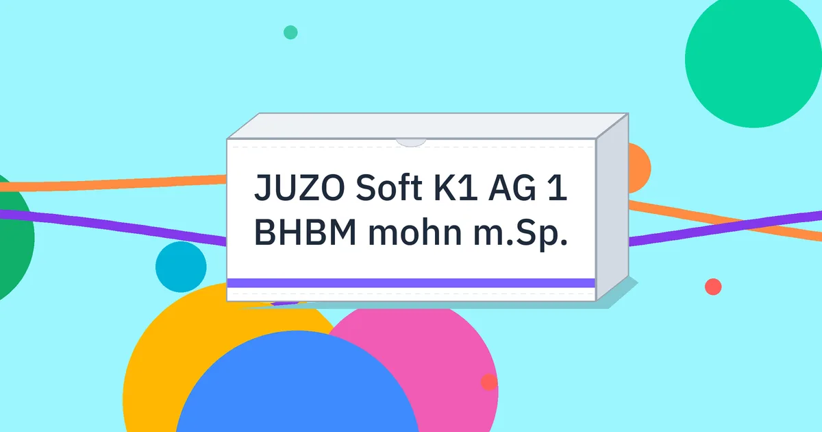 Symbolbild: Packung mit der Aufschrift JUZO Soft K1 AG 1 BHBM mohn m.Sp. (PZN 14855202) – Verfügbarkeit und Bezug in Apotheken in Frankfurt am Main