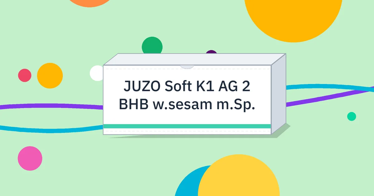 Symbolbild: Packung mit der Aufschrift JUZO Soft K1 AG 2 BHB w.sesam m.Sp. (PZN 14836736) – Verfügbarkeit und Bezug in Apotheken in Frankfurt am Main