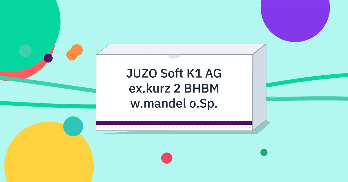 Symbolbild: Packung mit der Aufschrift JUZO Soft K1 AG ex.kurz 2 BHBM w.mandel o.Sp. (PZN 14866358) – Verfügbarkeit und Bezug in Apotheken in Frankfurt am Main