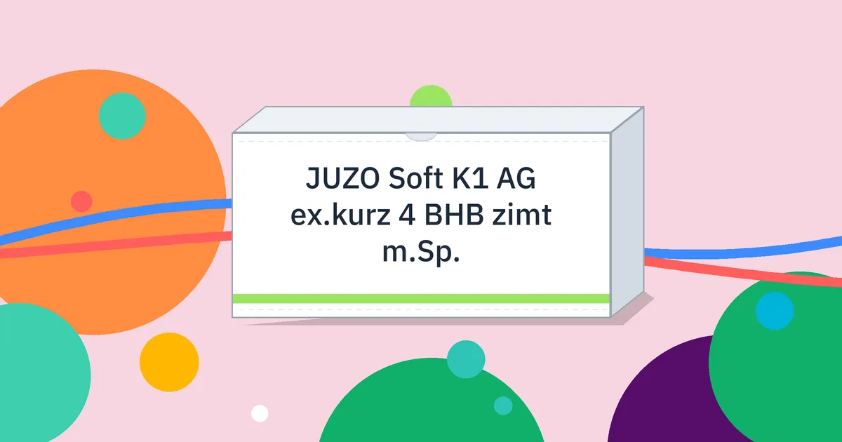 Symbolbild: Packung mit der Aufschrift JUZO Soft K1 AG ex.kurz 4 BHB zimt m.Sp. (PZN 14823426) – Verfügbarkeit und Bezug in Apotheken in Frankfurt am Main