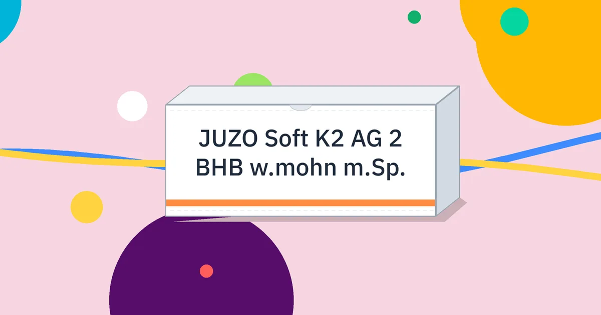 Symbolbild: Packung mit der Aufschrift JUZO Soft K2 AG 2 BHB w.mohn m.Sp. (PZN 14840991) – Verfügbarkeit und Bezug in Apotheken in Frankfurt am Main