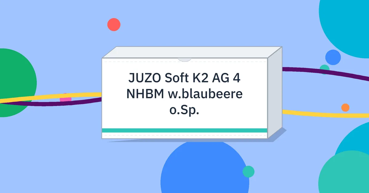 Symbolbild: Packung mit der Aufschrift JUZO Soft K2 AG 4 NHBM w.blaubeere o.Sp. (PZN 15001525) – Verfügbarkeit und Bezug in Apotheken in Frankfurt am Main