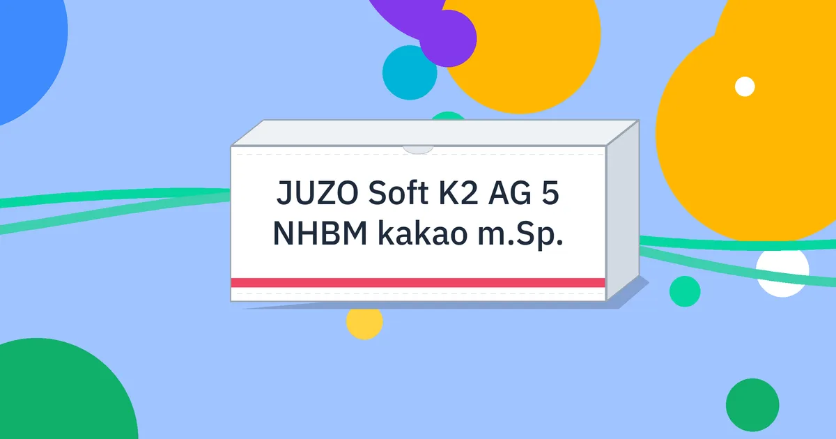 Symbolbild: Packung mit der Aufschrift JUZO Soft K2 AG 5 NHBM kakao m.Sp. (PZN 15019152) – Verfügbarkeit und Bezug in Apotheken in Frankfurt am Main