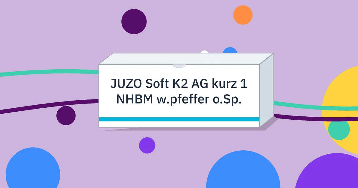 Symbolbild: Packung mit der Aufschrift JUZO Soft K2 AG kurz 1 NHBM w.pfeffer o.Sp. (PZN 15019732) – Verfügbarkeit und Bezug in Apotheken in Frankfurt am Main