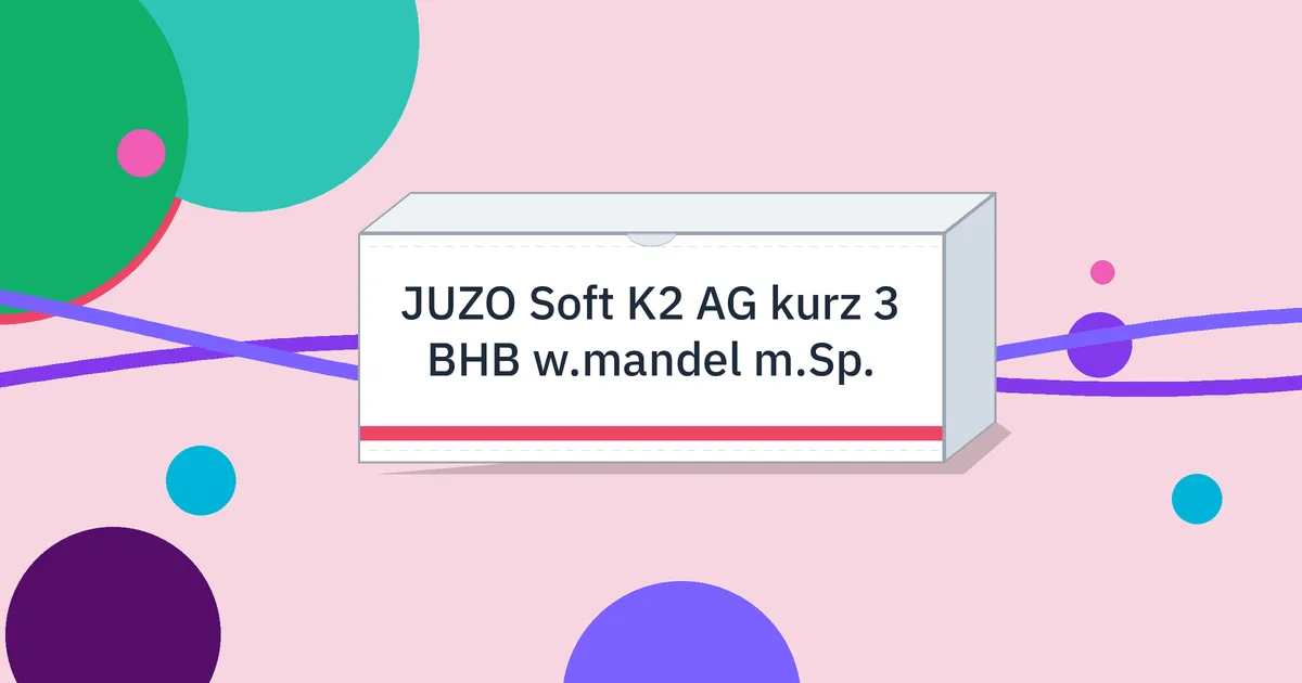 Symbolbild: Packung mit der Aufschrift JUZO Soft K2 AG kurz 3 BHB w.mandel m.Sp. (PZN 14842234) – Verfügbarkeit und Bezug in Apotheken in Frankfurt am Main