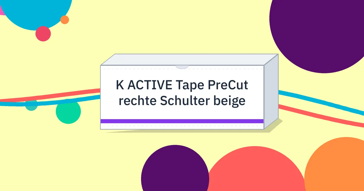 Symbolbild: Packung mit der Aufschrift K ACTIVE Tape PreCut rechte Schulter beige (PZN 06936702) – Verfügbarkeit und Bezug in Apotheken in Frankfurt am Main