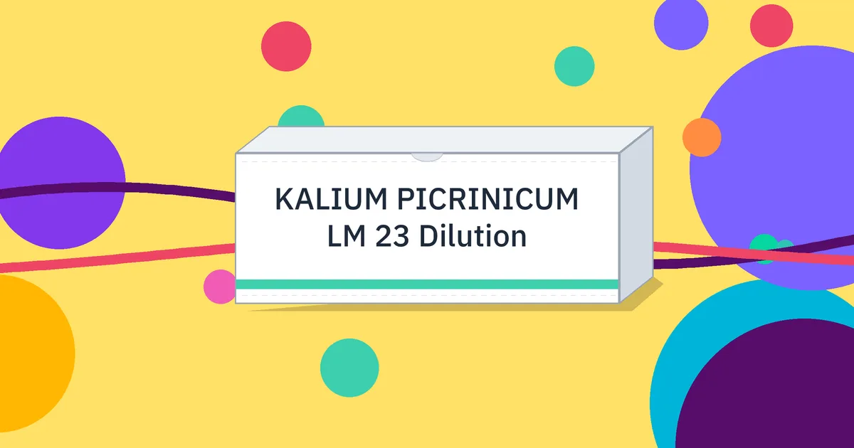 Symbolbild: Packung mit der Aufschrift KALIUM PICRINICUM LM 23 Dilution (PZN 12925111) – Verfügbarkeit und Bezug in Apotheken in Frankfurt am Main
