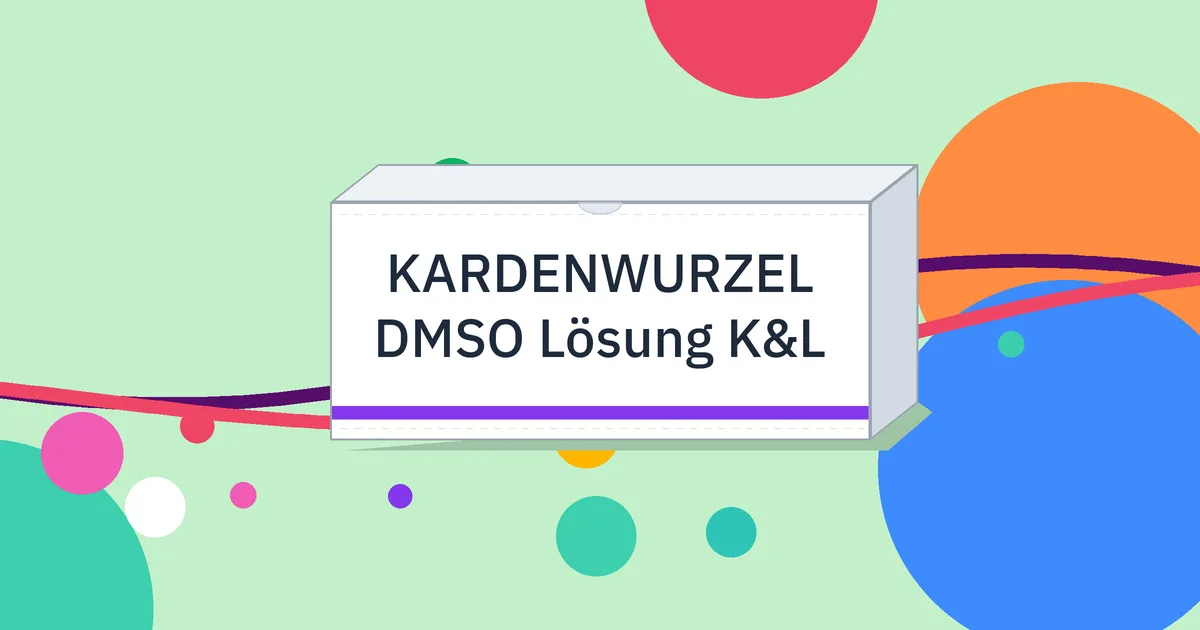 Symbolbild: Packung mit der Aufschrift KARDENWURZEL DMSO Lösung K&L (PZN 17962401) – Verfügbarkeit und Bezug in Apotheken in Frankfurt am Main