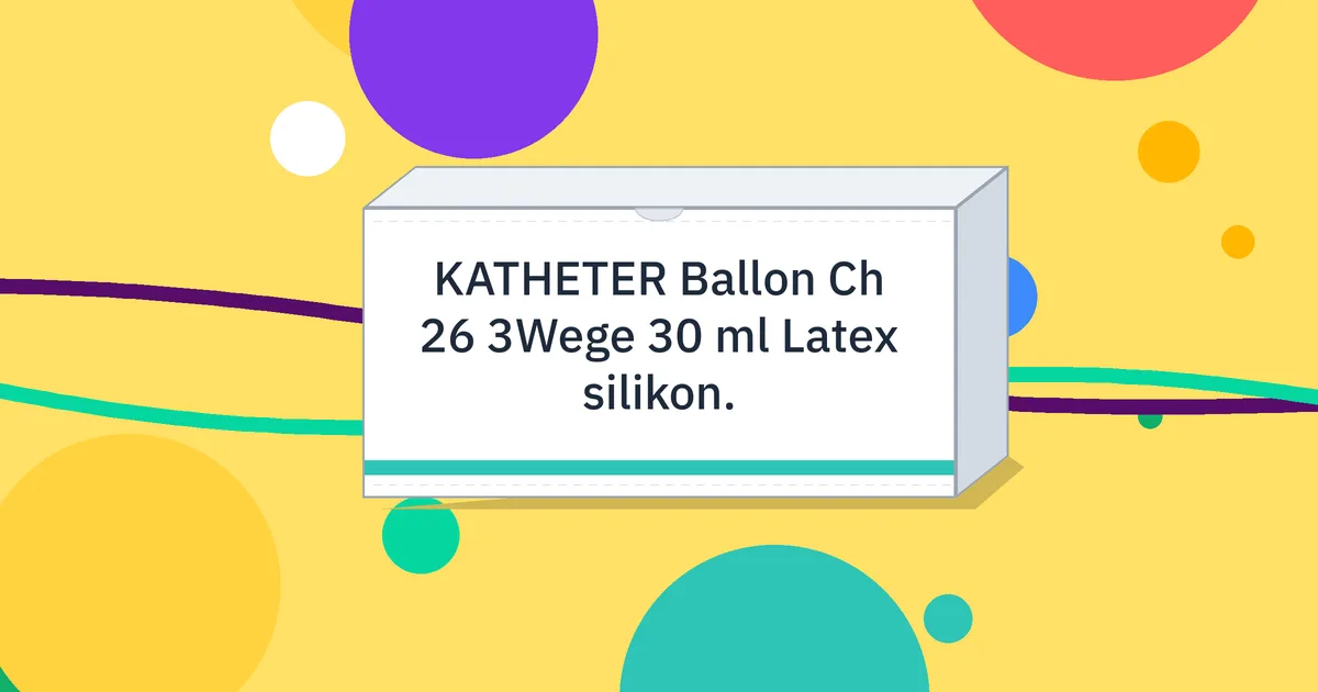 Symbolbild: Packung mit der Aufschrift KATHETER Ballon Ch 26 3Wege 30 ml Latex silikon. (PZN 14241517) – Verfügbarkeit und Bezug in Apotheken in Frankfurt am Main