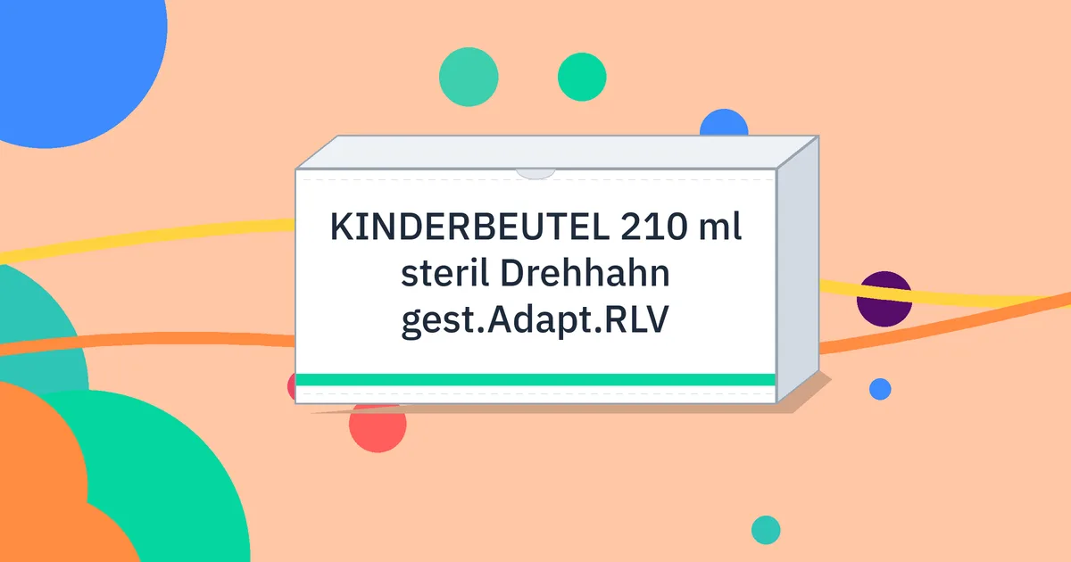Symbolbild: Packung mit der Aufschrift KINDERBEUTEL 210 ml steril Drehhahn gest.Adapt.RLV (PZN 10231769) – Verfügbarkeit und Bezug in Apotheken in Frankfurt am Main