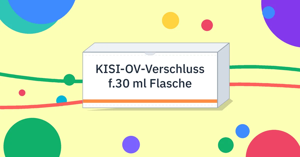 Symbolbild: Packung mit der Aufschrift KISI-OV-Verschluss f.30 ml Flasche (PZN 20649079) – Verfügbarkeit und Bezug in Apotheken in Frankfurt am Main