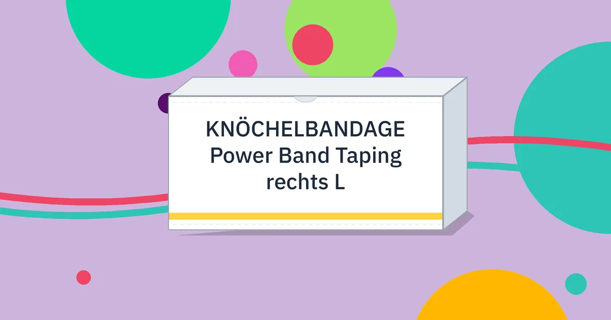 Symbolbild: Packung mit der Aufschrift KNÖCHELBANDAGE Power Band Taping rechts L (PZN 15383917) – Verfügbarkeit und Bezug in Apotheken in Frankfurt am Main