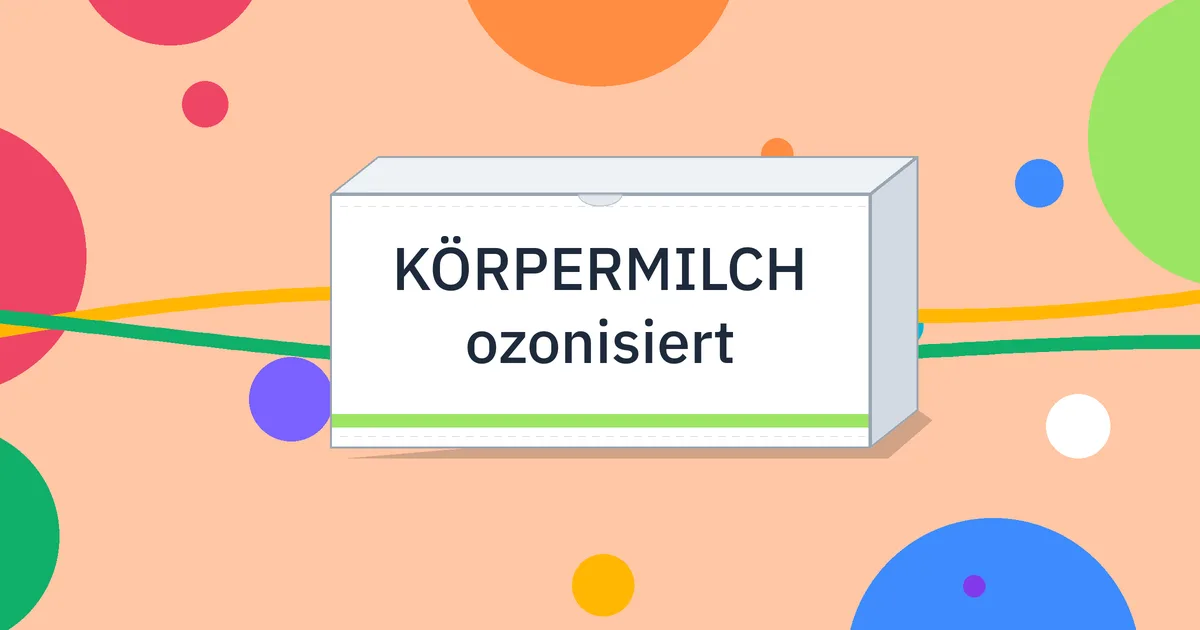 Symbolbild: Packung mit der Aufschrift KÖRPERMILCH ozonisiert (PZN 04353497) – Verfügbarkeit und Bezug in Apotheken in Frankfurt am Main