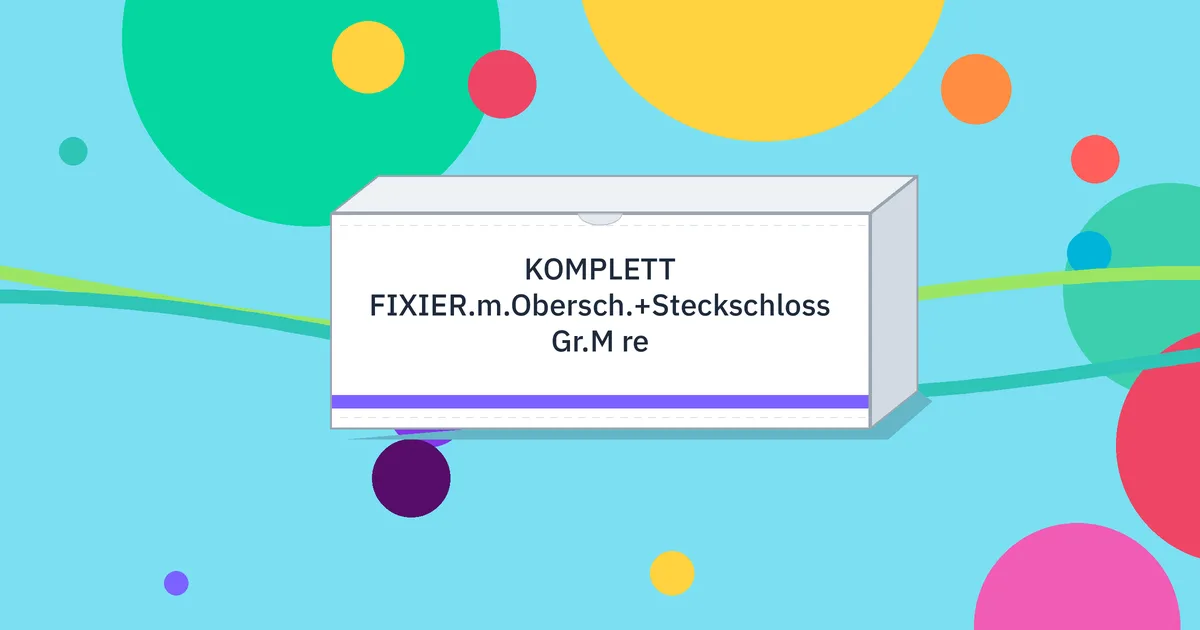 Symbolbild: Packung mit der Aufschrift KOMPLETT FIXIER.m.Obersch.+Steckschloss Gr.M re (PZN 11574218) – Verfügbarkeit und Bezug in Apotheken in Frankfurt am Main