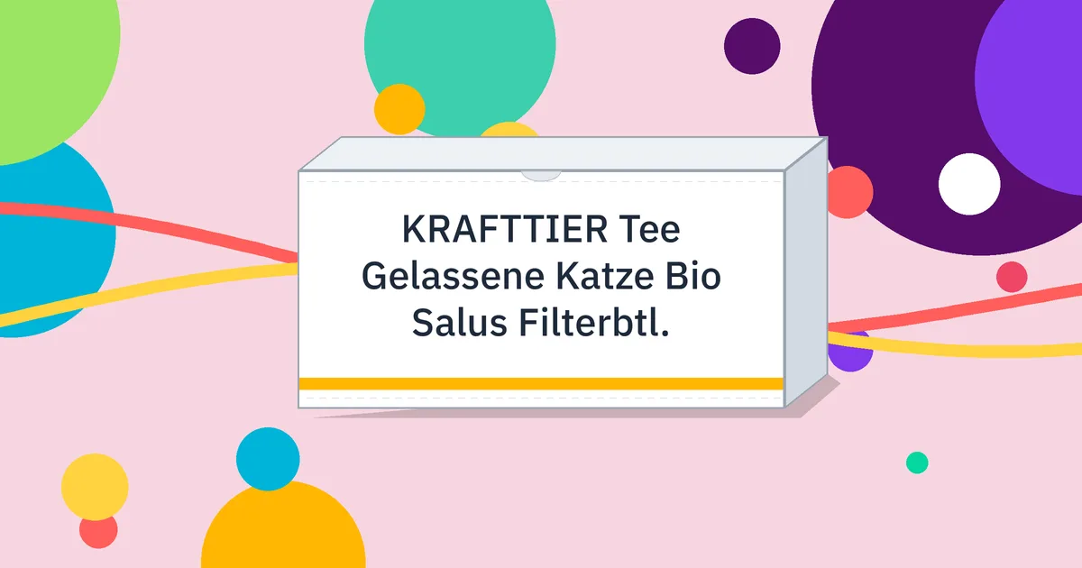 Symbolbild: Packung mit der Aufschrift KRAFTTIER Tee Gelassene Katze Bio Salus Filterbtl. (PZN 19351096) – Verfügbarkeit und Bezug in Apotheken in Frankfurt am Main