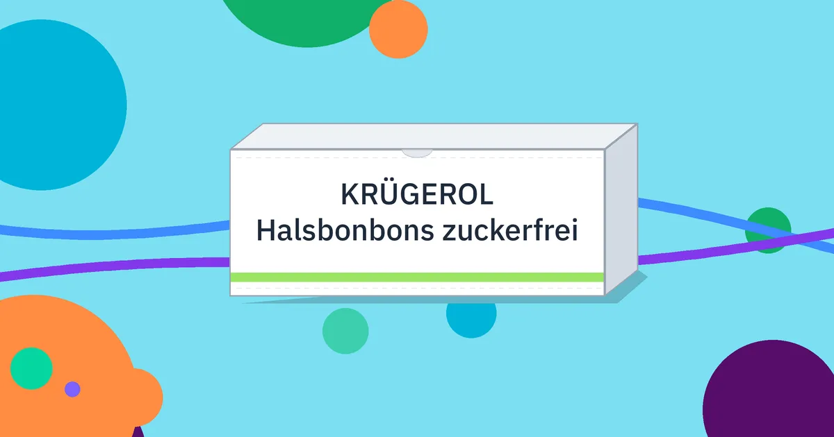 Symbolbild: Packung mit der Aufschrift KRÜGEROL Halsbonbons zuckerfrei (PZN 15395234) – Verfügbarkeit und Bezug in Apotheken in Frankfurt am Main