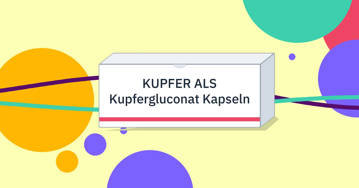 Symbolbild: Packung mit der Aufschrift KUPFER ALS Kupfergluconat Kapseln (PZN 19420319) – Verfügbarkeit und Bezug in Apotheken in Frankfurt am Main
