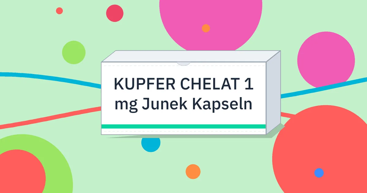 Symbolbild: Packung mit der Aufschrift KUPFER CHELAT 1 mg Junek Kapseln (PZN 10191159) – Verfügbarkeit und Bezug in Apotheken in Frankfurt am Main