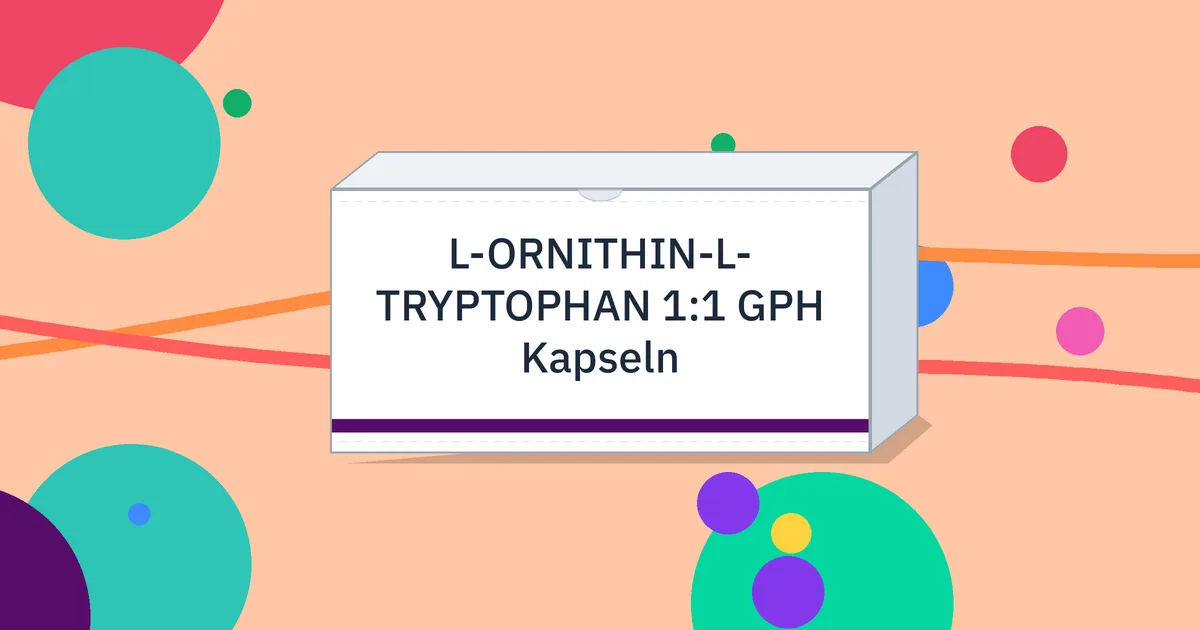 Symbolbild: Packung mit der Aufschrift L-ORNITHIN-L-TRYPTOPHAN 1:1 GPH Kapseln (PZN 04131957) – Verfügbarkeit und Bezug in Apotheken in Frankfurt am Main