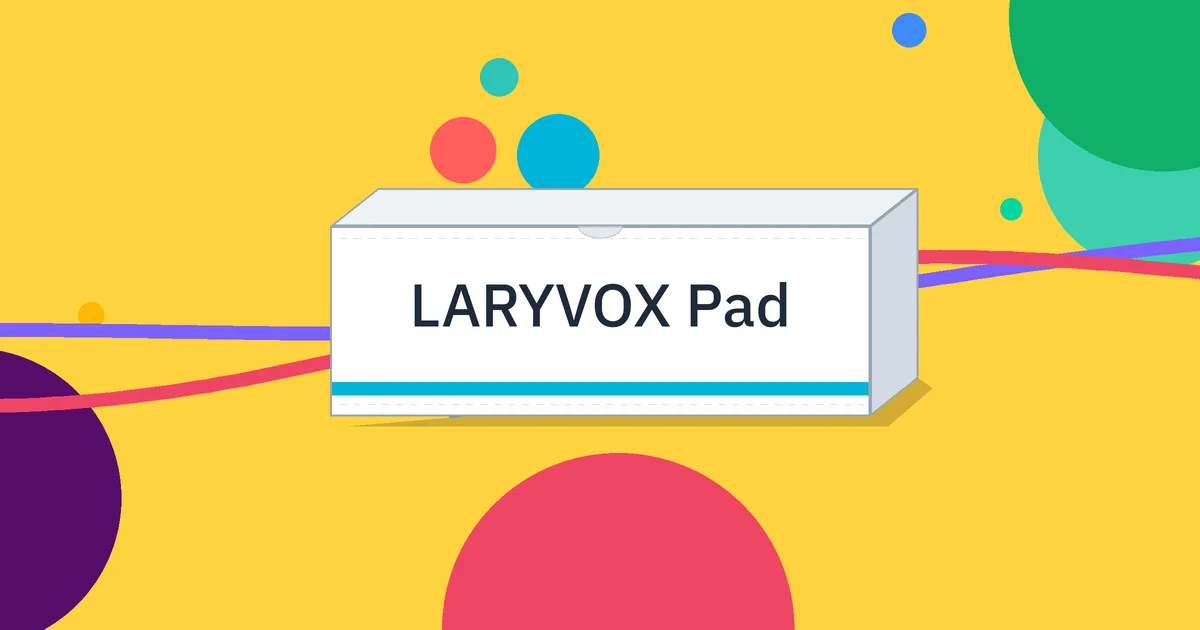 Symbolbild: Packung mit der Aufschrift LARYVOX Pad (PZN 16388503) – Verfügbarkeit und Bezug in Apotheken in Frankfurt am Main