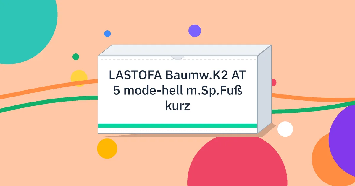 Symbolbild: Packung mit der Aufschrift LASTOFA Baumw.K2 AT 5 mode-hell m.Sp.Fuß kurz (PZN 01950672) – Verfügbarkeit und Bezug in Apotheken in Frankfurt am Main