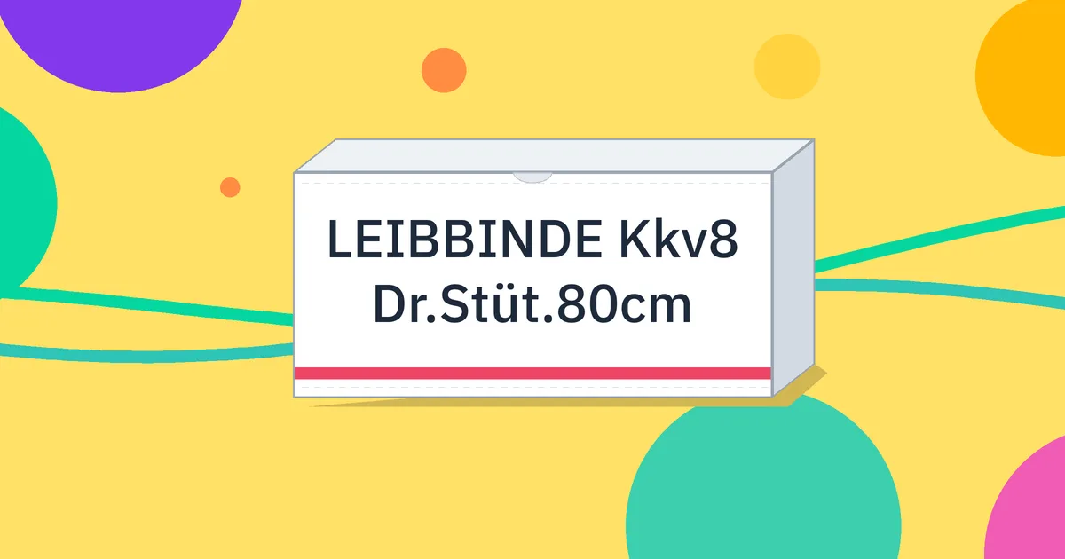 Symbolbild: Packung mit der Aufschrift LEIBBINDE Kkv8 Dr.Stüt.80cm (PZN 01732248) – Verfügbarkeit und Bezug in Apotheken in Frankfurt am Main