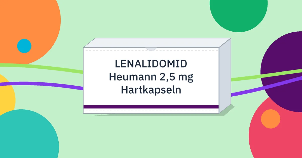 Symbolbild: Packung mit der Aufschrift LENALIDOMID Heumann 2,5 mg Hartkapseln (PZN 16516869) – Verfügbarkeit und Bezug in Apotheken in Frankfurt am Main