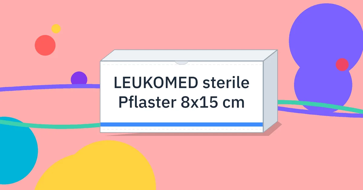 Symbolbild: Packung mit der Aufschrift LEUKOMED sterile Pflaster 8x15 cm (PZN 18736776) – Verfügbarkeit und Bezug in Apotheken in Frankfurt am Main