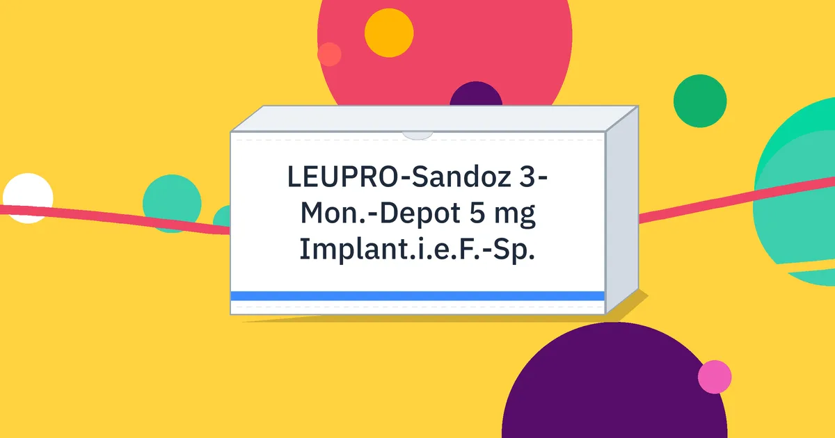 Symbolbild: Packung mit der Aufschrift LEUPRO-Sandoz 3-Mon.-Depot 5 mg Implant.i.e.F.-Sp. (PZN 19694117) – Verfügbarkeit und Bezug in Apotheken in Frankfurt am Main