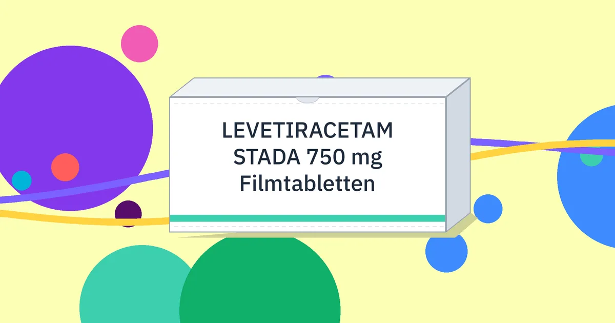 Symbolbild: Packung mit der Aufschrift LEVETIRACETAM STADA 750 mg Filmtabletten (PZN 09277878) – Verfügbarkeit und Bezug in Apotheken in Frankfurt am Main