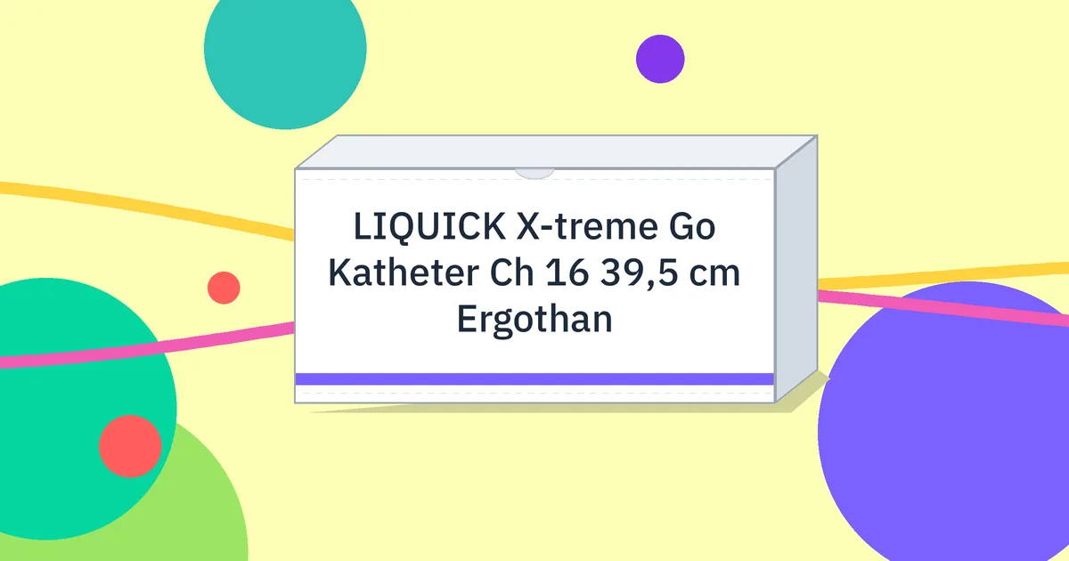 Symbolbild: Packung mit der Aufschrift LIQUICK X-treme Go Katheter Ch 16 39,5 cm Ergothan (PZN 19360184) – Verfügbarkeit und Bezug in Apotheken in Frankfurt am Main