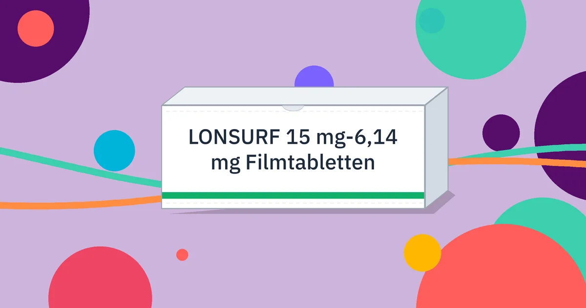 Symbolbild: Packung mit der Aufschrift LONSURF 15 mg-6,14 mg Filmtabletten (PZN 14328359) – Verfügbarkeit und Bezug in Apotheken in Frankfurt am Main