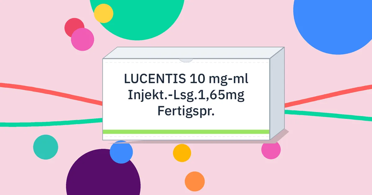 Symbolbild: Packung mit der Aufschrift LUCENTIS 10 mg-ml Injekt.-Lsg.1,65mg Fertigspr. (PZN 11536643) – Verfügbarkeit und Bezug in Apotheken in Frankfurt am Main