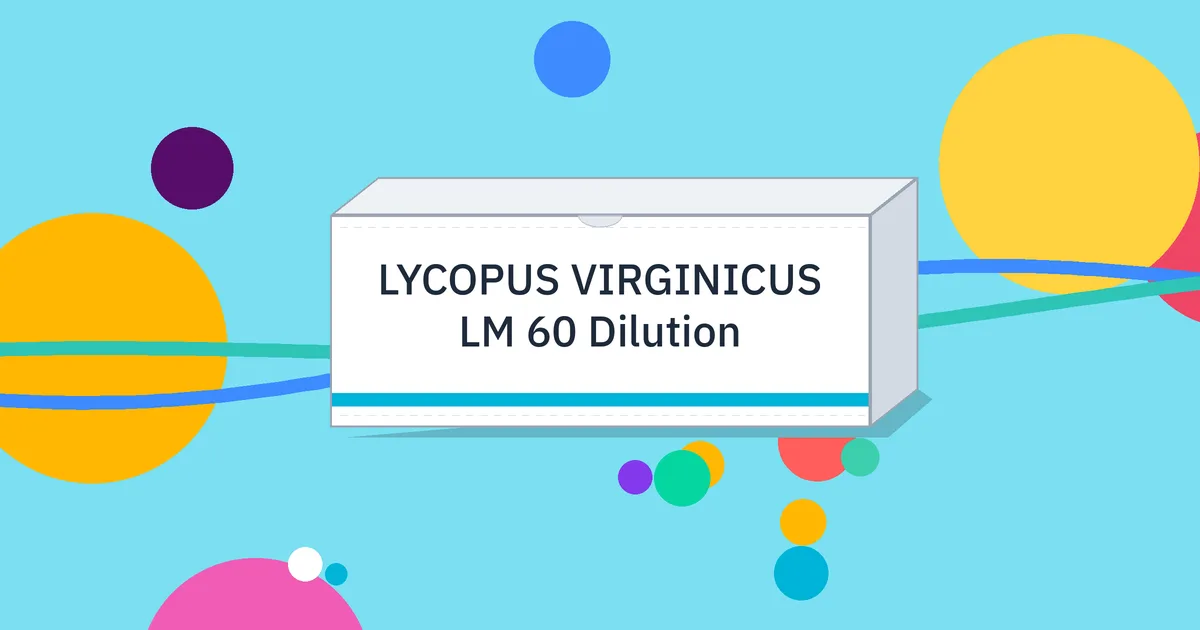 Symbolbild: Packung mit der Aufschrift LYCOPUS VIRGINICUS LM 60 Dilution (PZN 13538758) – Verfügbarkeit und Bezug in Apotheken in Frankfurt am Main