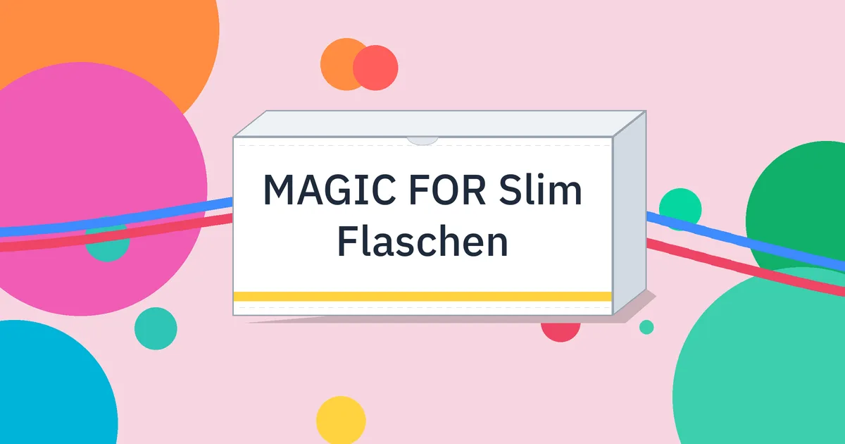 Symbolbild: Packung mit der Aufschrift MAGIC FOR Slim Flaschen (PZN 11887561) – Verfügbarkeit und Bezug in Apotheken in Frankfurt am Main