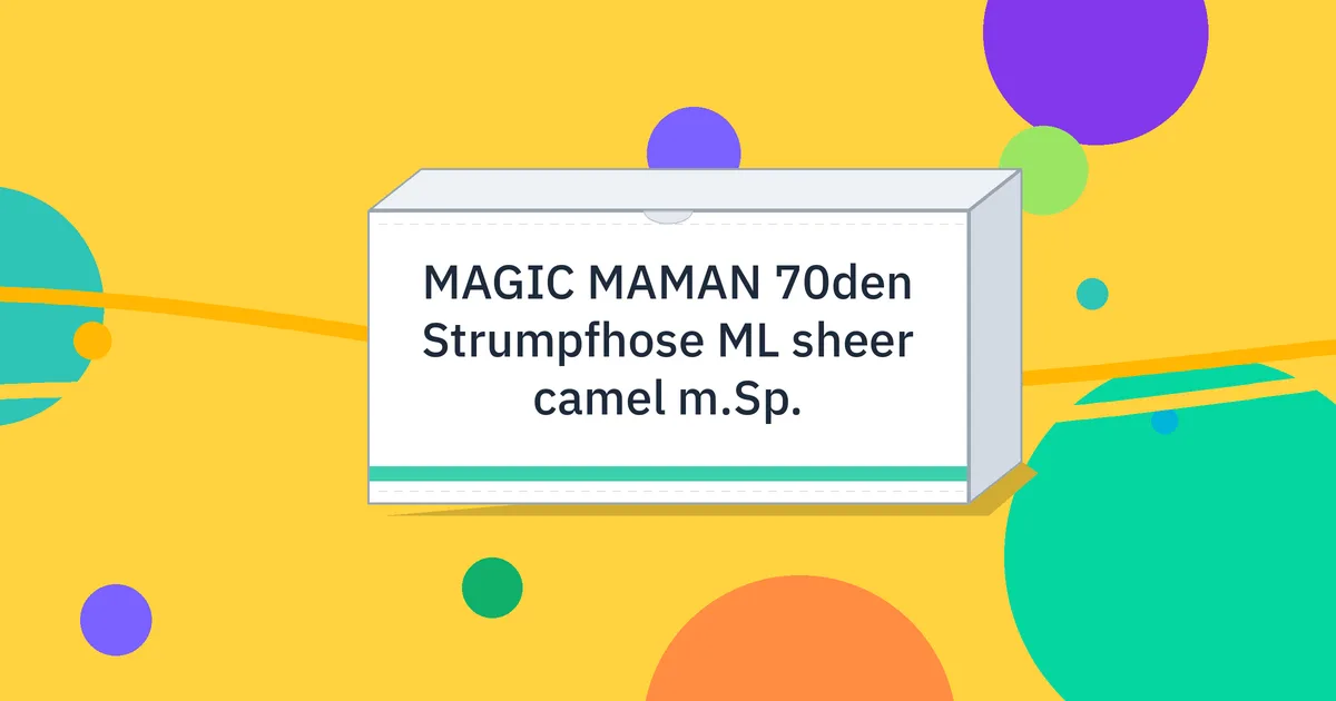 Symbolbild: Packung mit der Aufschrift MAGIC MAMAN 70den Strumpfhose ML sheer camel m.Sp. (PZN 16190557) – Verfügbarkeit und Bezug in Apotheken in Frankfurt am Main